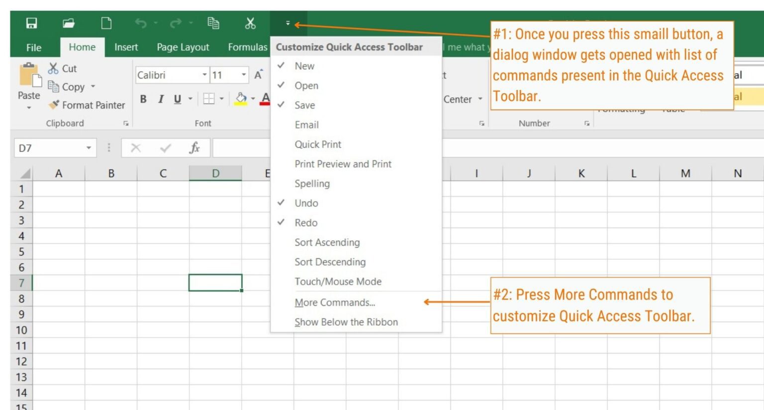 Quick Access Toolbar in Excel