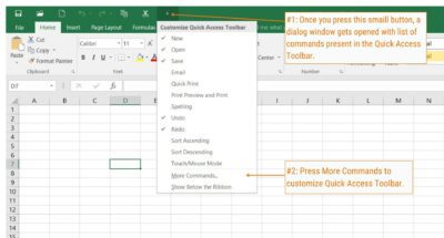 Quick Access Toolbar in Excel