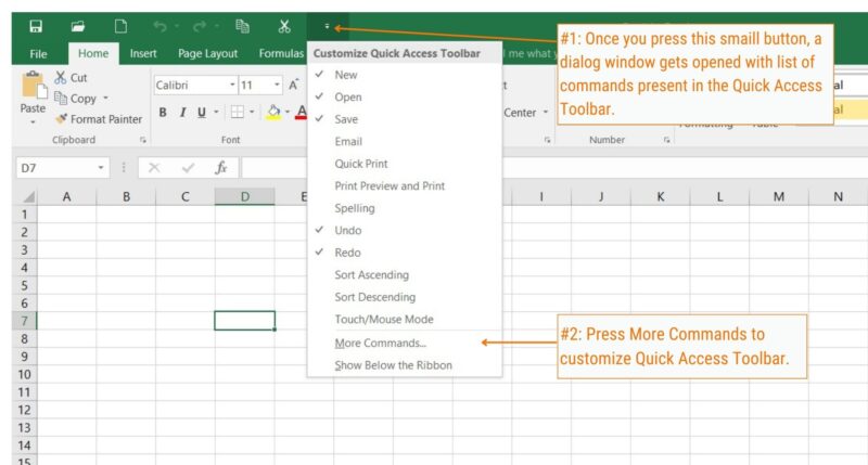 Quick Access Toolbar in Excel