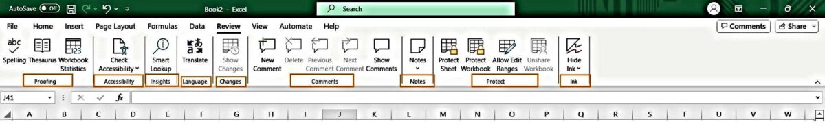 Review Ribbon Tab | Excel Hippo